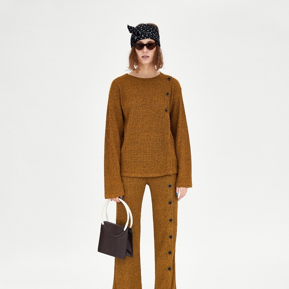 Zara | Tops | Zara Rustic Ribbed Tshirt In Mustard | Poshmark